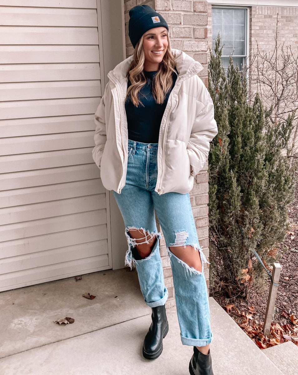 MEROKEETY Stand Collar Baggy Zip Short Down Coat – Merokeety