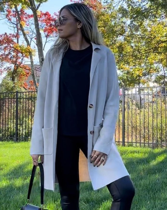 MEROKEETY Long Sleeve Open Front Lapel Button Cardigan – Merokeety