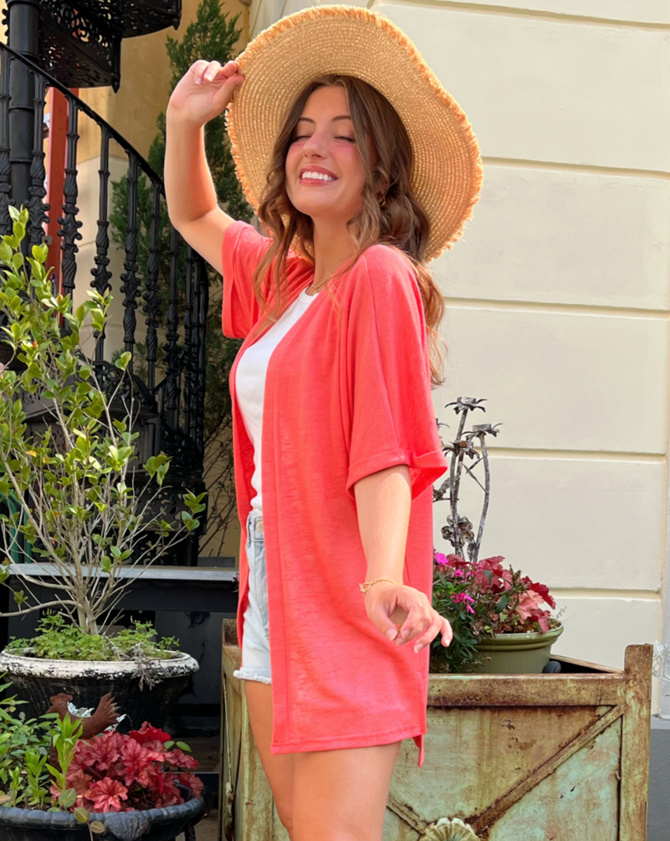 MEROKEETY Short Sleeve Casual Cover Ups Cardigan – Merokeety